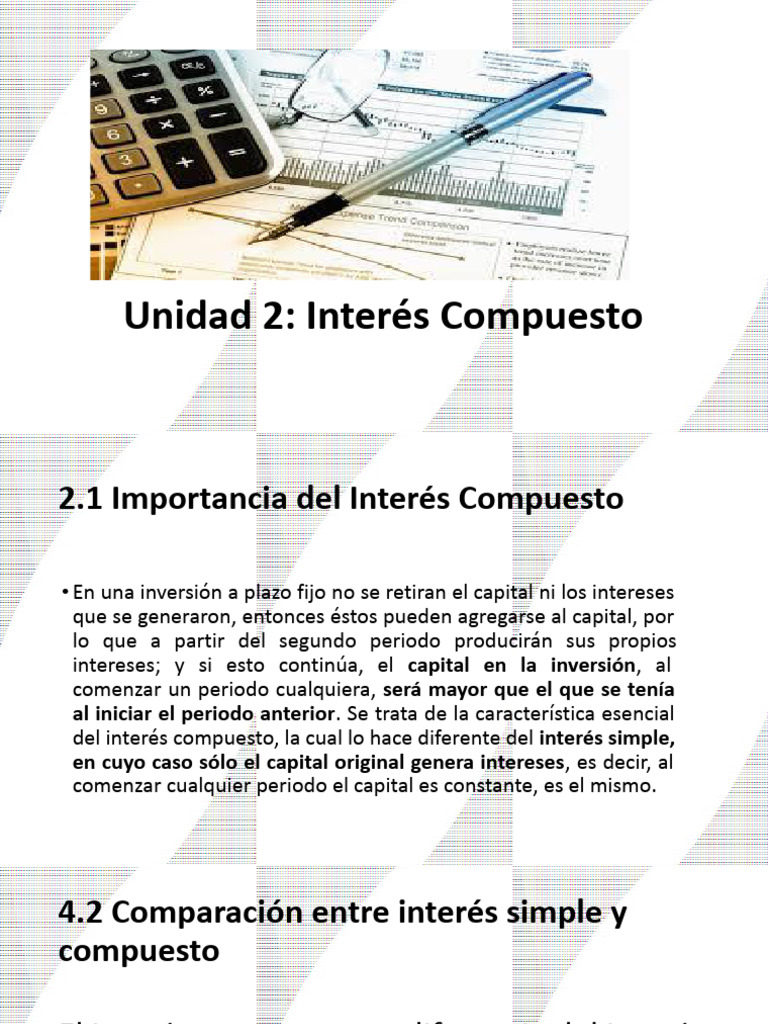 Unidad 2 Interés Compuesto.pptx | PDF | Interés compuesto | Bancario