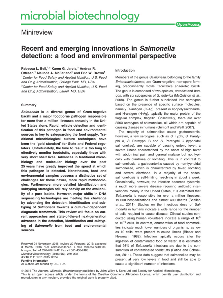 Innovations in Salmonella Detection Methods | PDF | Salmonella | Real ...