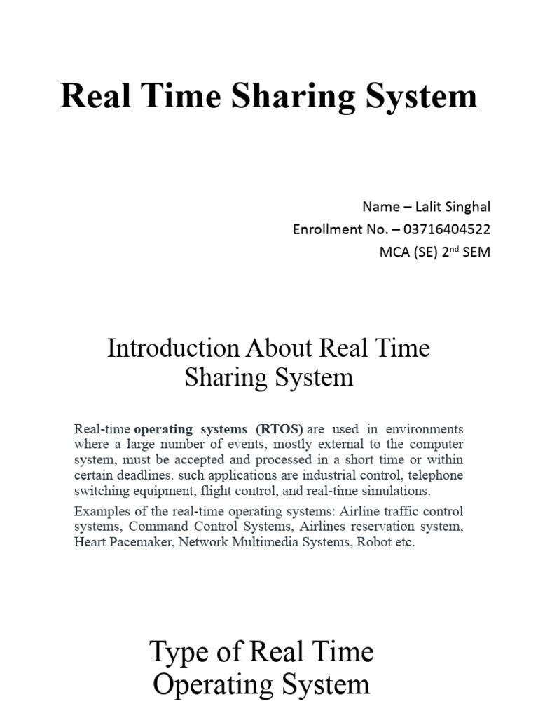Real Time Sharing System | PDF | Real Time Computing | Operating System Real Time Sharing System | PDF | Real Time Computing | Operating System