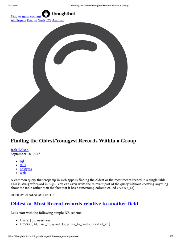 Finding The Oldest Youngest Records Within A Group Download Free Pdf