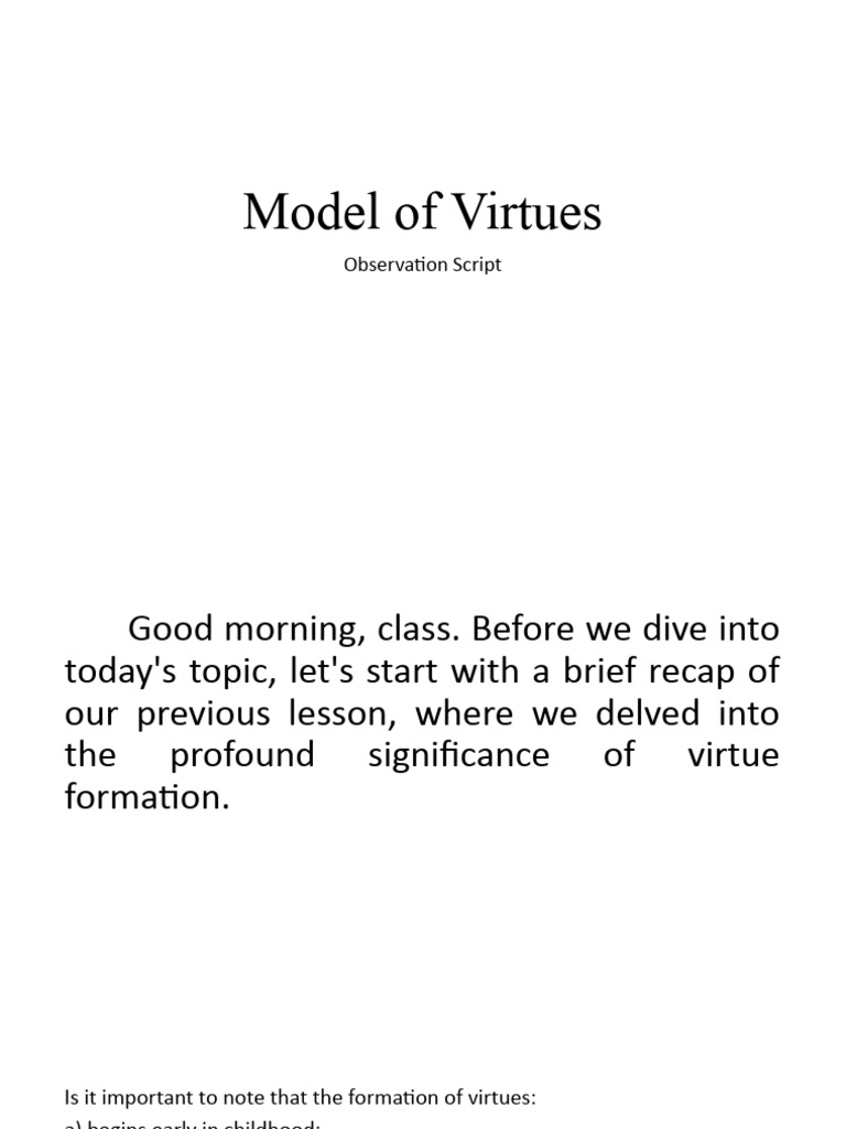 Model of Virtues Discussion Script | Download Free PDF | Virtue | Humility