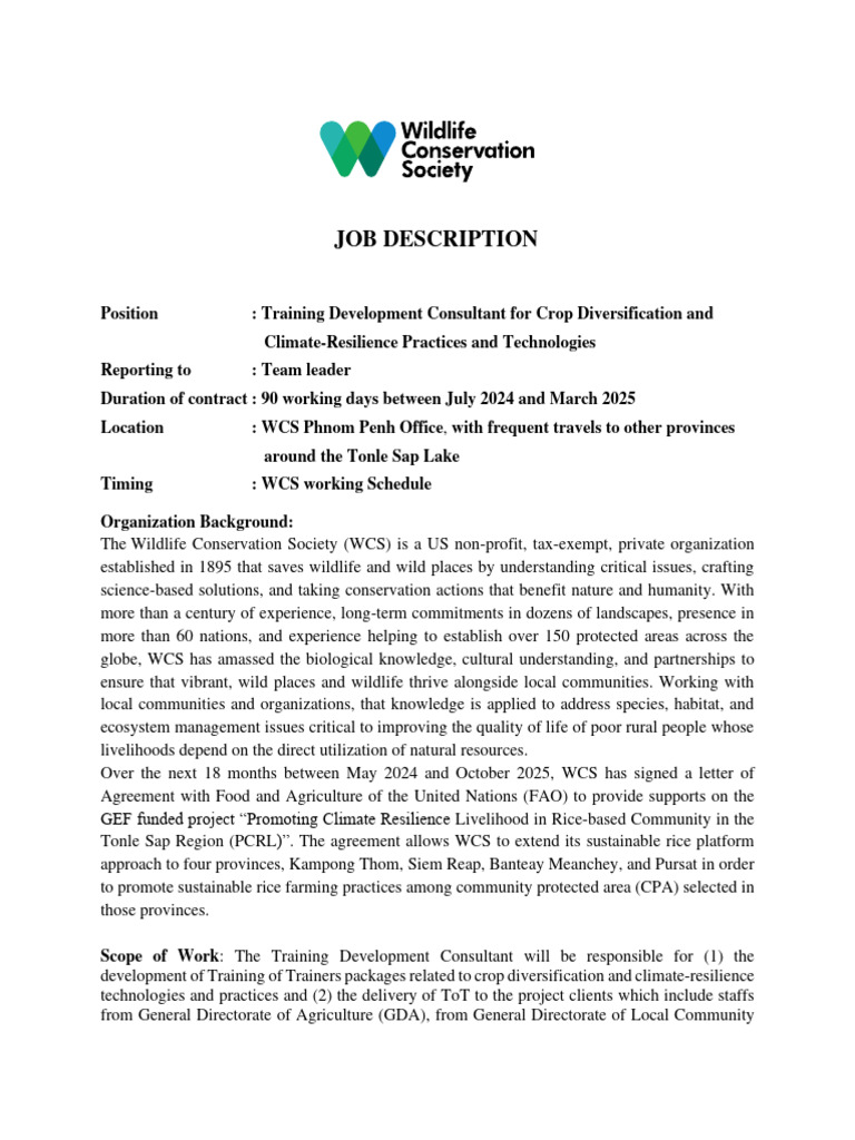 Job Description | PDF | Agriculture | Climate Resilience