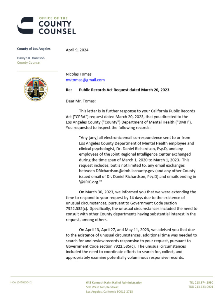 Joint Regional Intelligence Center Emails - Public Records Act Request ...