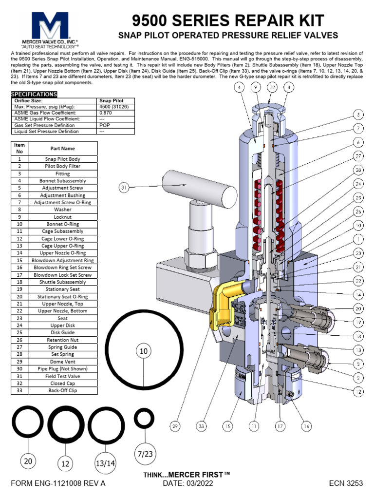 9500 Snap Pilot Repair Kit Shipping Flyer | Download Free PDF | Valve | Mechanical Engineering