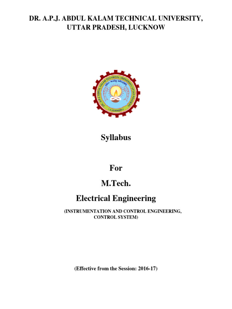 M.Tech Electrical Engineering Syllabus | PDF | Electric Motor | Power ...