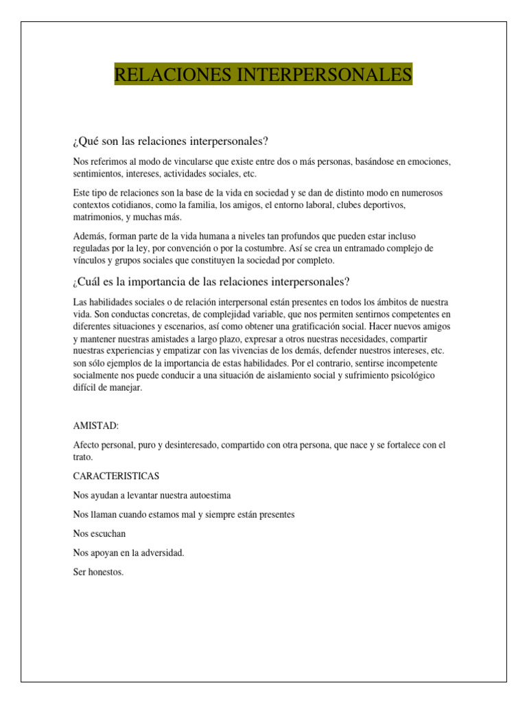 Relaciones Interpersonales | Descargar gratis PDF | Relaciones ...
