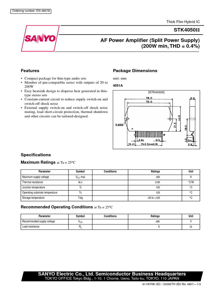 STK4050II | PDF | Electromagnetism | Computer Engineering