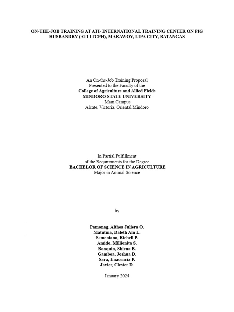 Agriculture OJT at ATI-ITCPH | PDF | Biogas | Manure