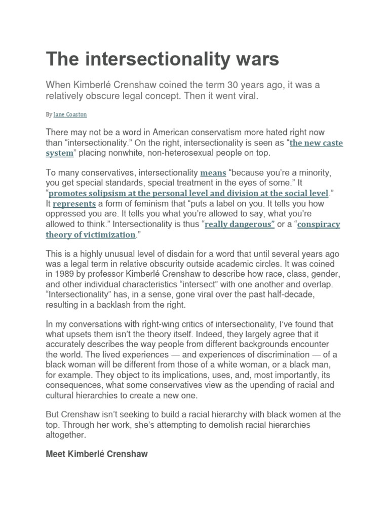 The Intersectionality Wars | PDF | Intersectionality | Critical Race Theory