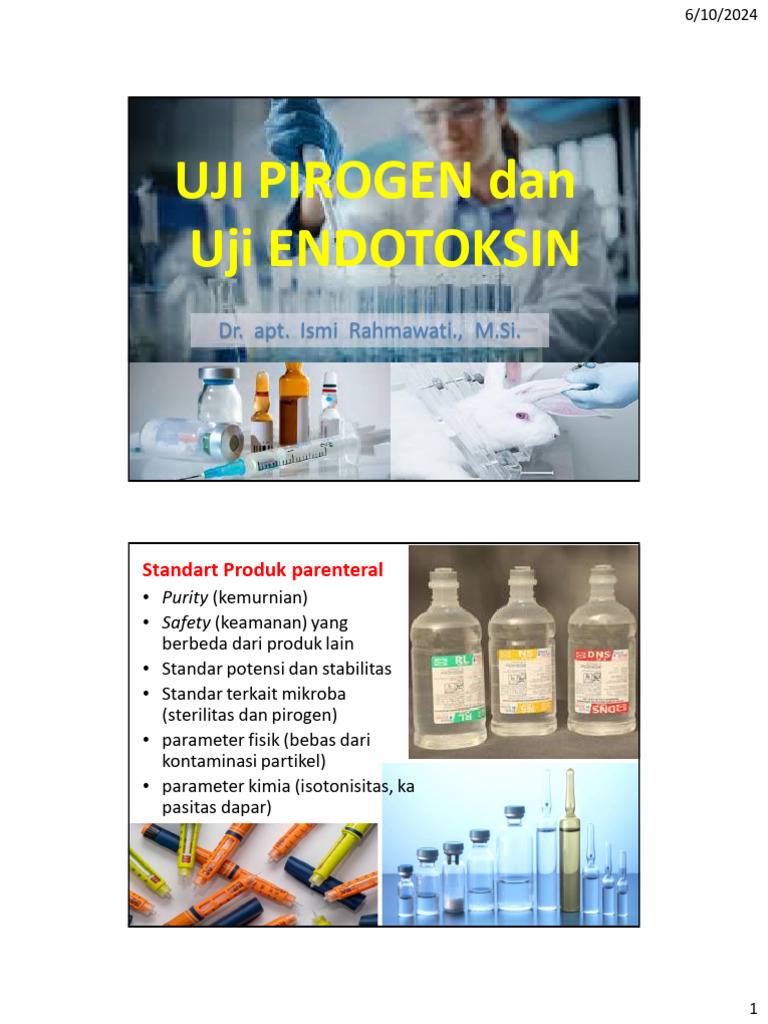 UJI PIROGEN Dan Endotoksin - Mahasiswa | PDF