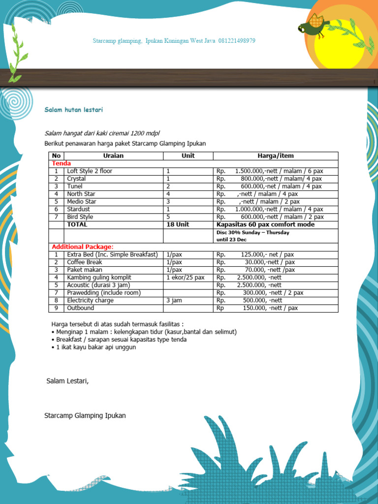 Penawaran Starcamp | PDF