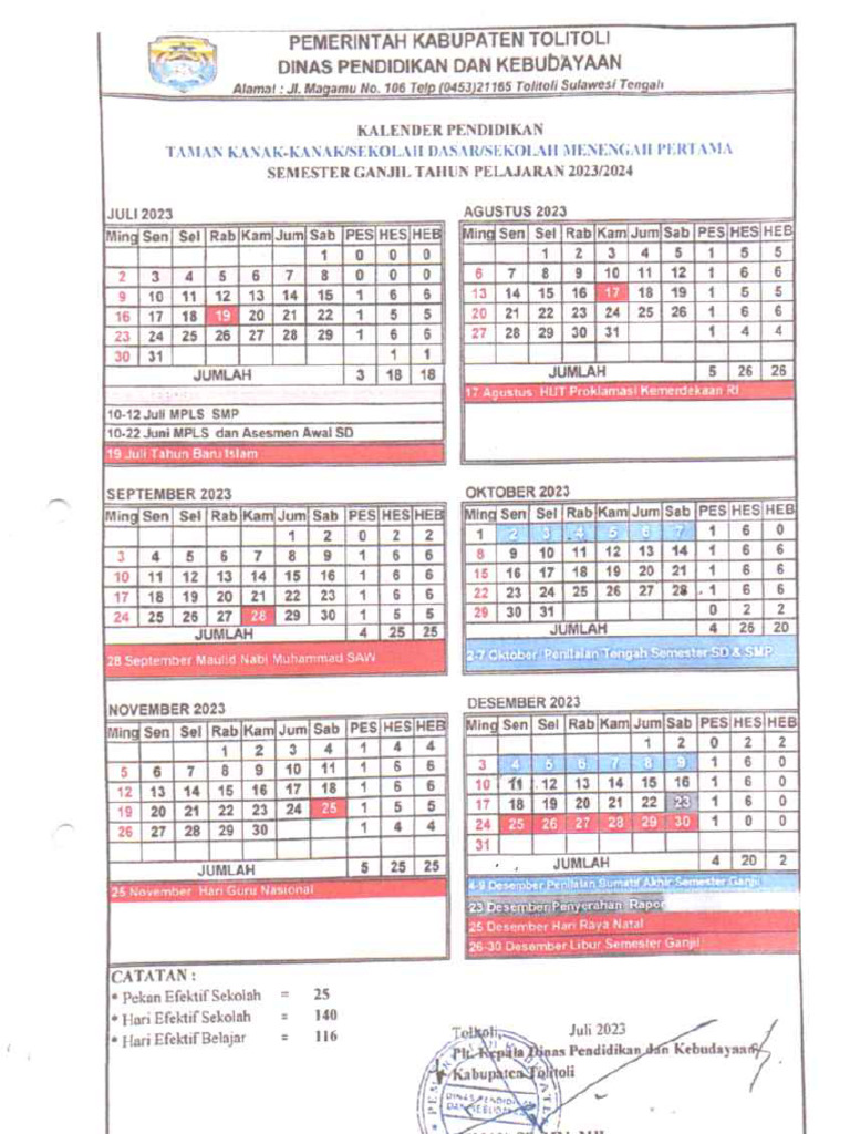 Kalender Pendidikan | PDF