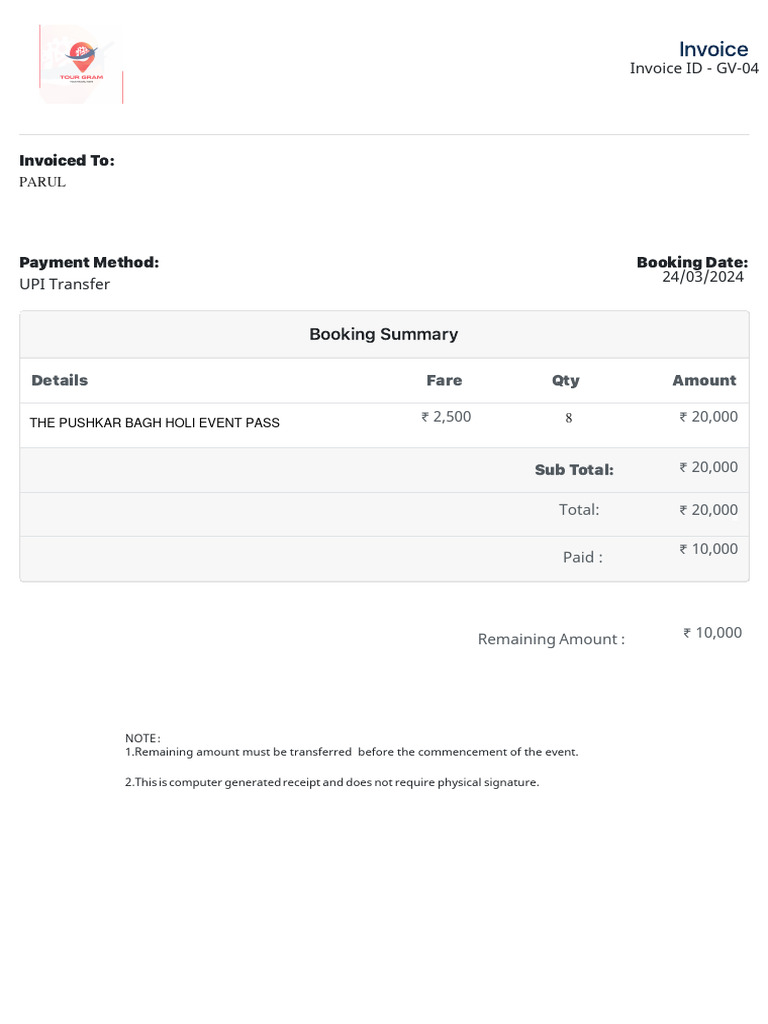 MR Parul Event Invoice | PDF