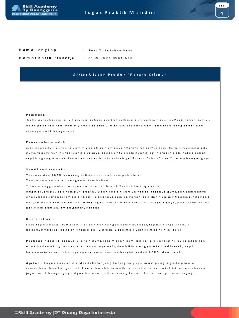 TPM 2 Membuat Script Video Ulasan Produk | PDF