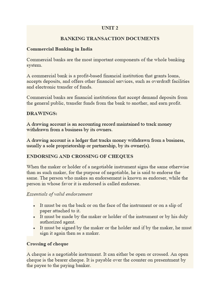 Module 2 - Banking Transaction Documents | PDF | Cheque | Negotiable ...