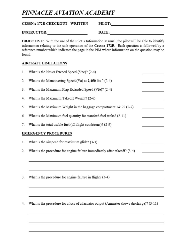 Cessna 172R Checkout Guide | PDF | Takeoff | Aviation Safety