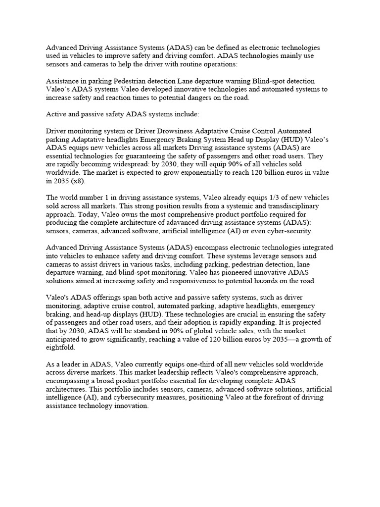 ADAS | PDF | Automation | Vehicles