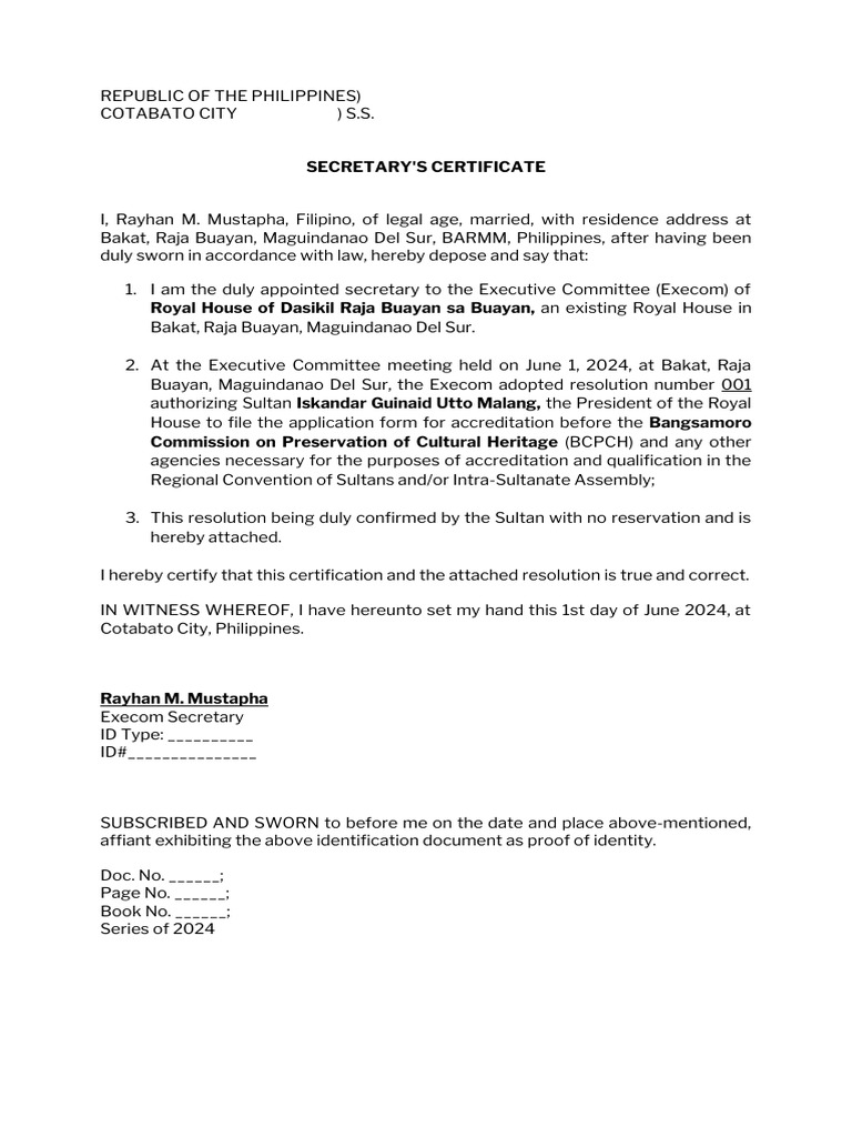 Addendum - Sec Cert - filing | Download Free PDF | Identity Document ...