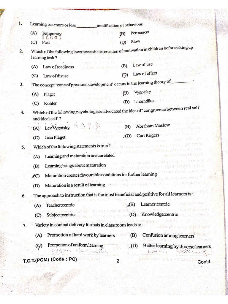SSB TGT PCM 2024 | PDF