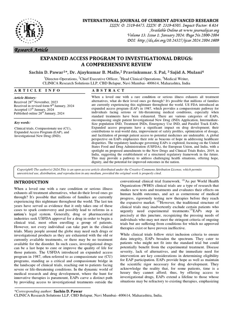 International Journal of Current Advanced Research - Expanded Access Program - Jan2024 | PDF ...