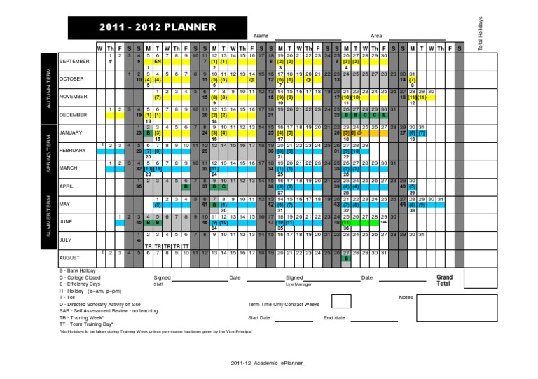 2011-12 Academic Year Planner | PDF | Technology & Engineering