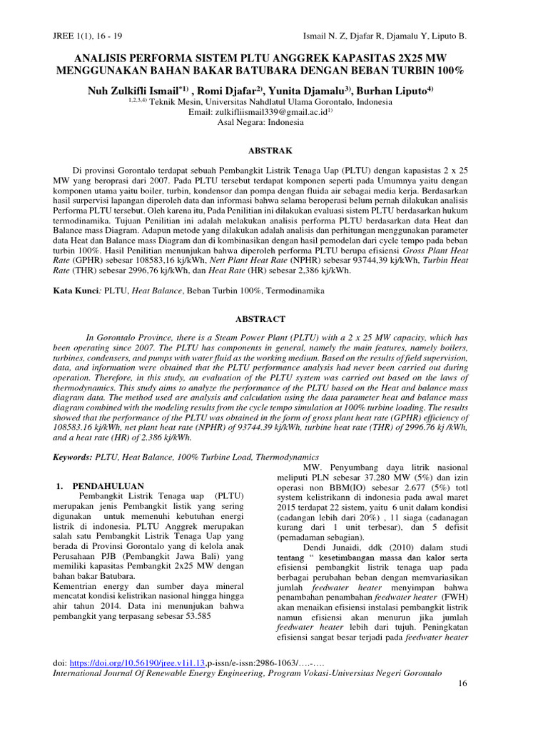 Analisis Performa PLTU Anggrek 2x25 MW | PDF