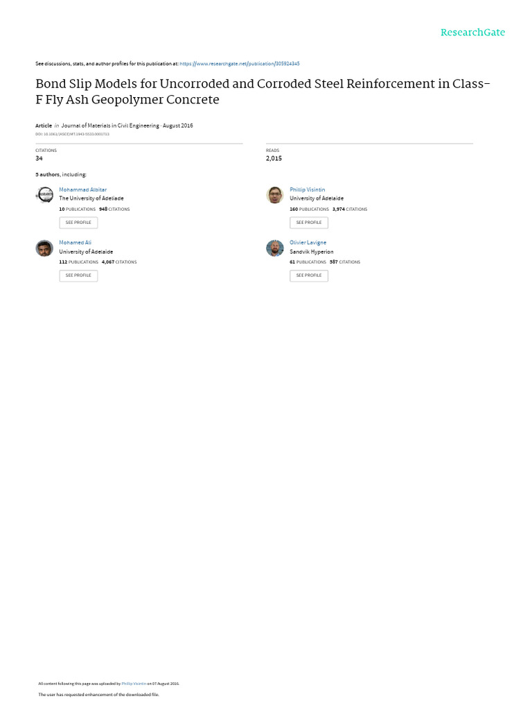 (Tv) aLBITAR, m. Bond Slip Models for Uncorroded and Corroded Steel ...