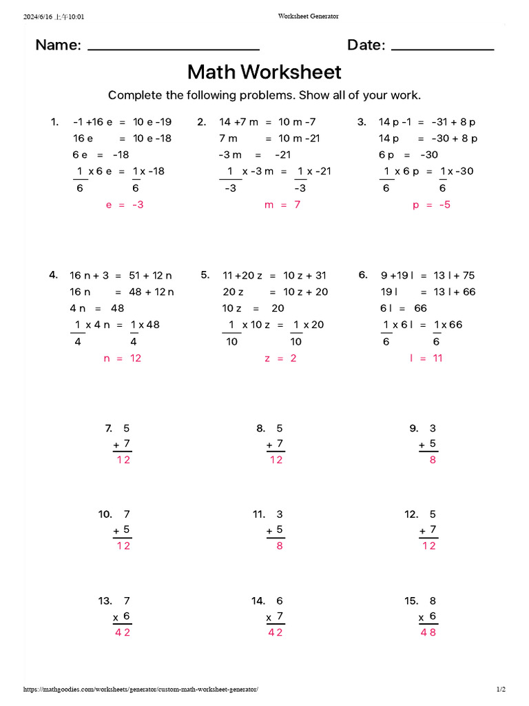 Worksheet Exercise 79 Pdf