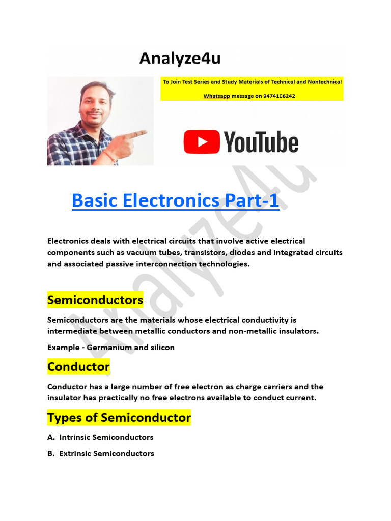 Basic Electronics Part1 Analyze4u | PDF | Semiconductors | Silicon