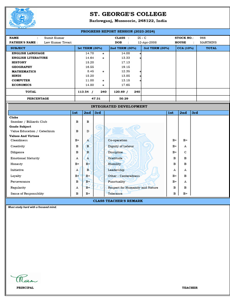 St. George'S College: Barlowganj, Mussoorie, 248122, India | PDF