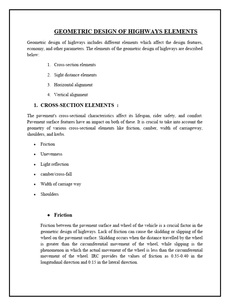 GEOMETRIC DESIGN OF HIGHWAYS PDF (1) | PDF | Road | Traffic