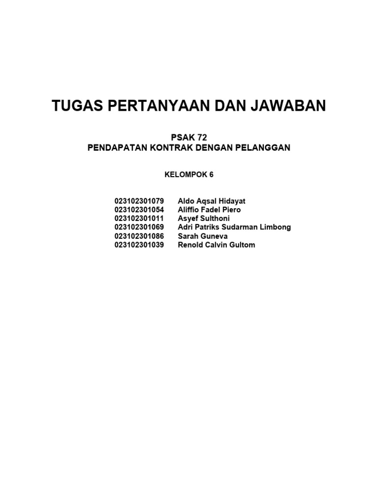 Pendapatan Kontrak dan Liabilitas PSAK 72 | PDF | Pengelolaan Keuangan ...