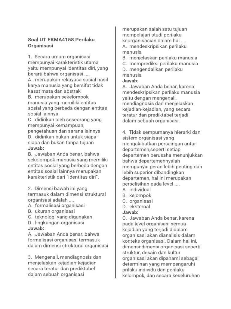 Soal UAS Perilaku Organisasi UT | PDF