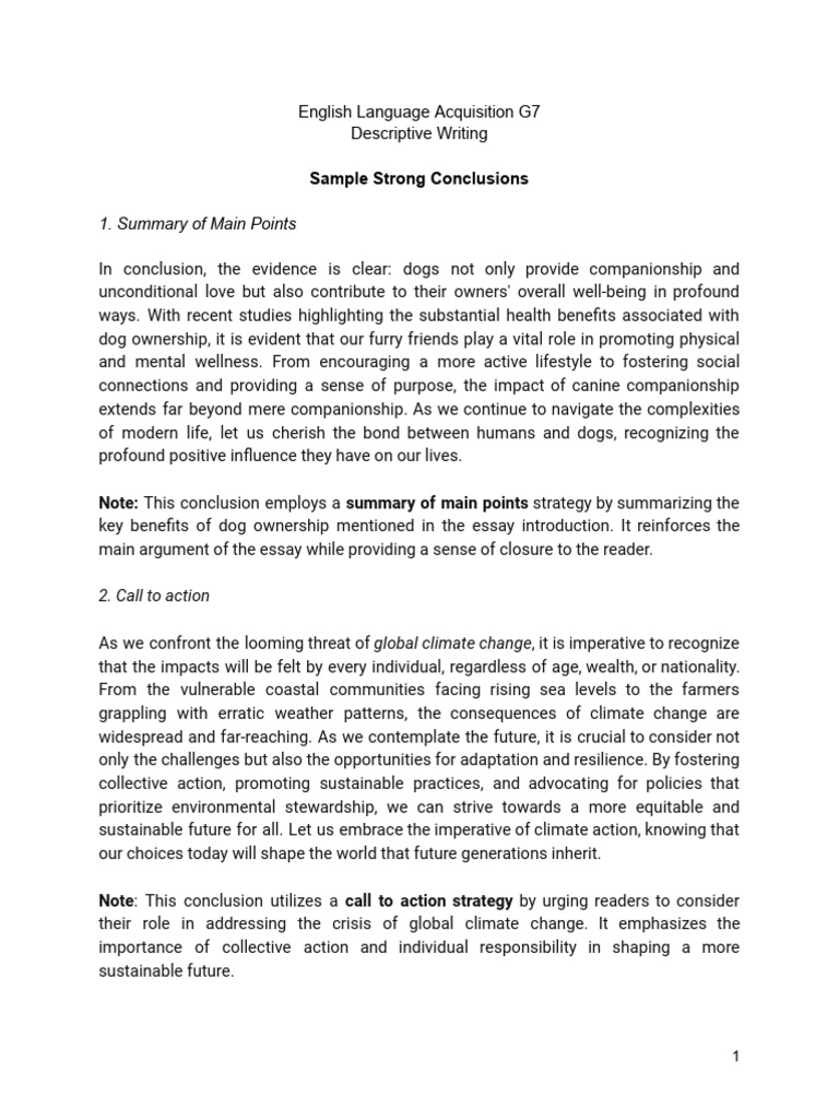 Sample Strong Essay Conclusions | PDF | Sustainability | Dogs