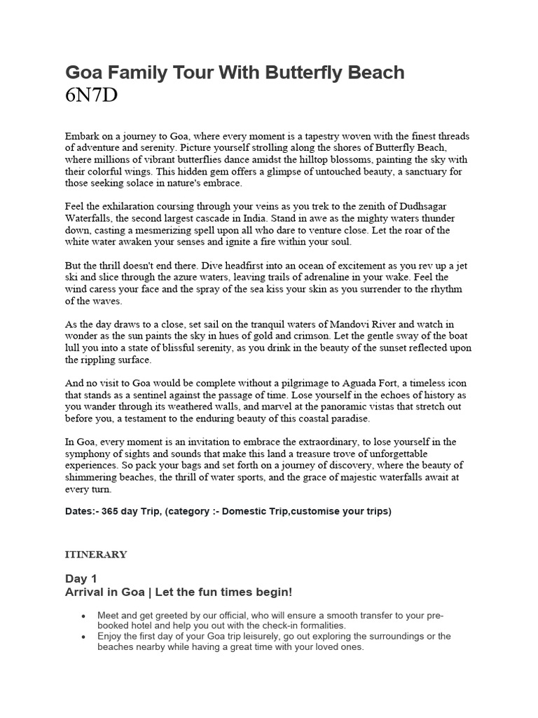 Goa Family Tour | PDF | Earth Sciences