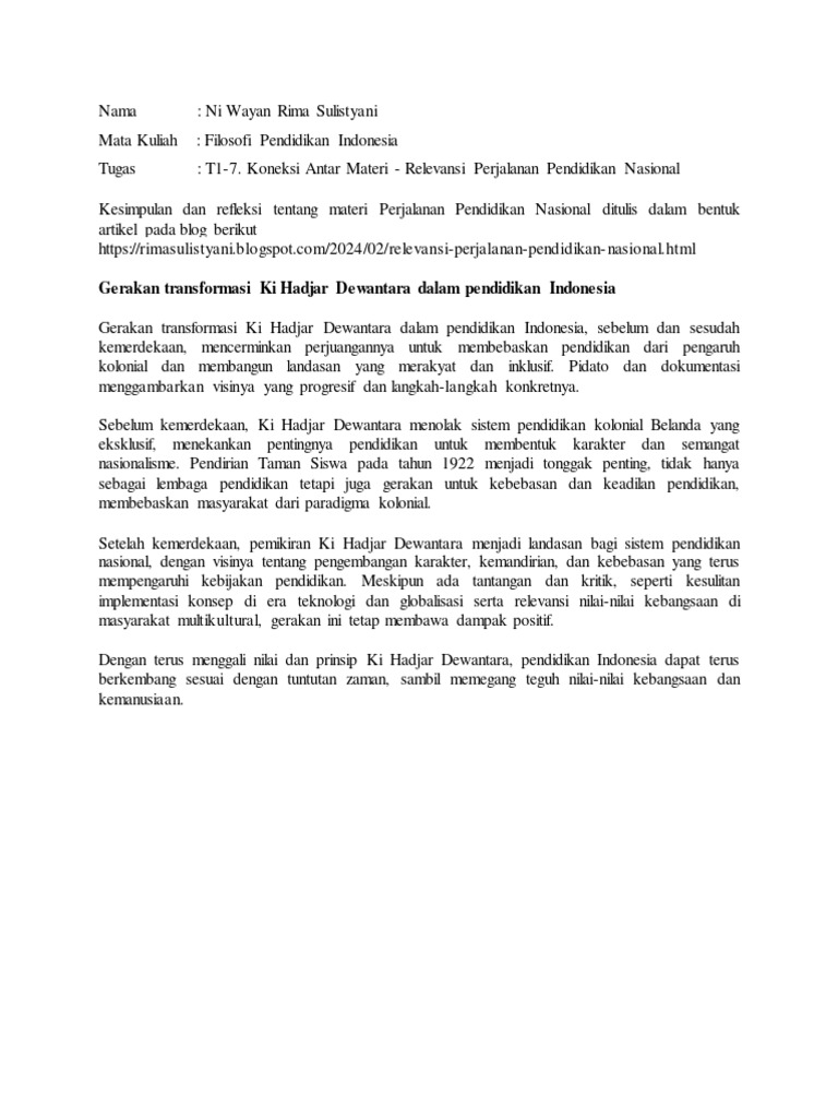 T1-7. Koneksi Antar Materi - Relevansi Perjalanan Pendidikan Nasional | PDF