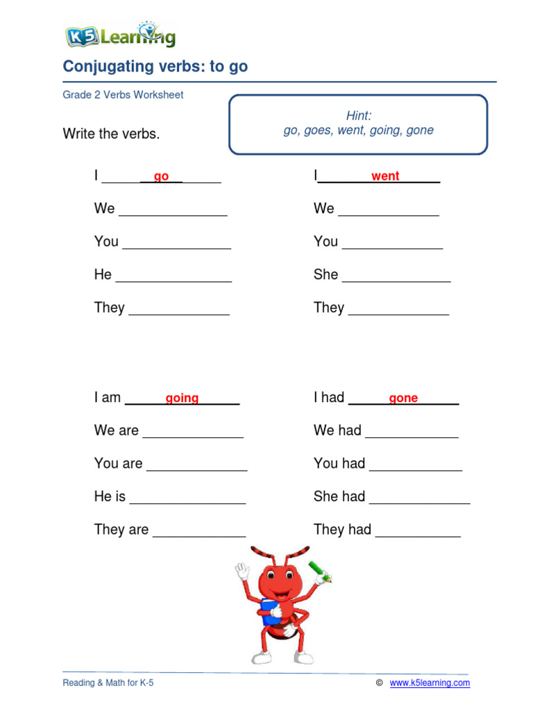 Grade 2 Conjugate Verb To Go | PDF