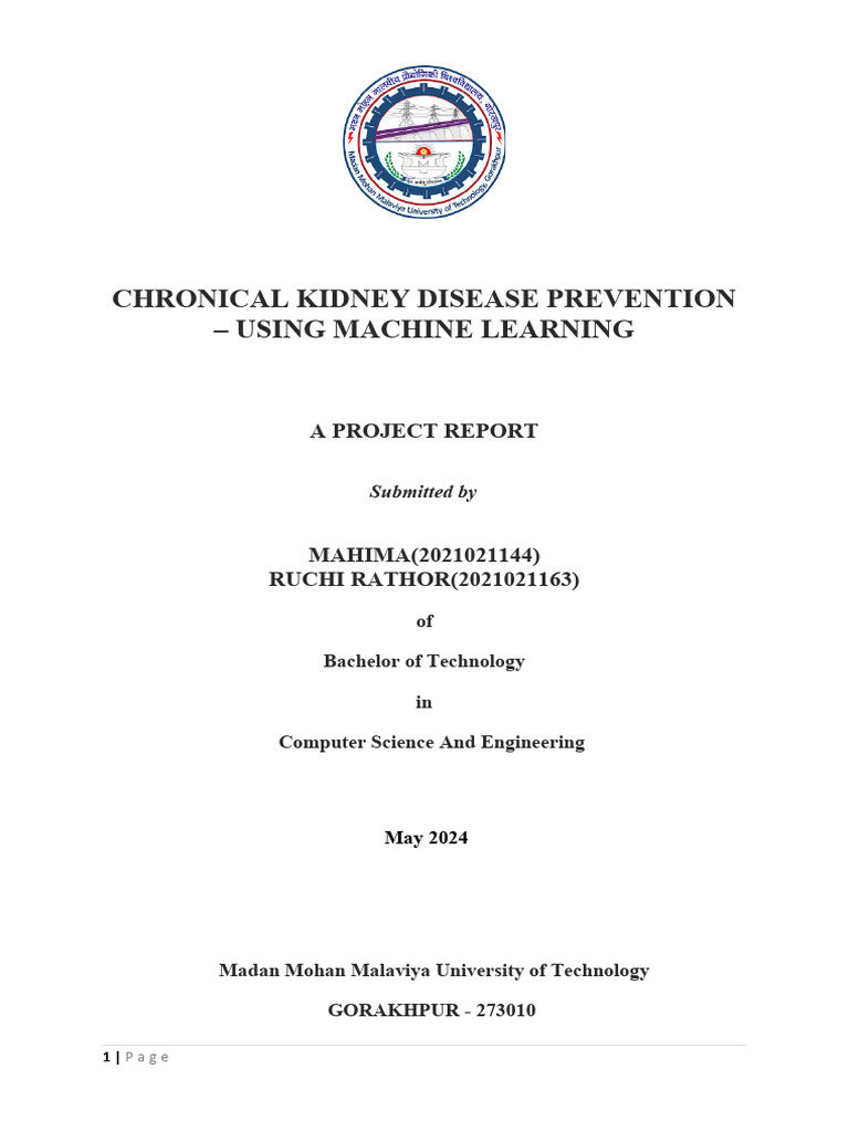 Project Report CKD | PDF | Chronic Kidney Disease | Preventive Healthcare