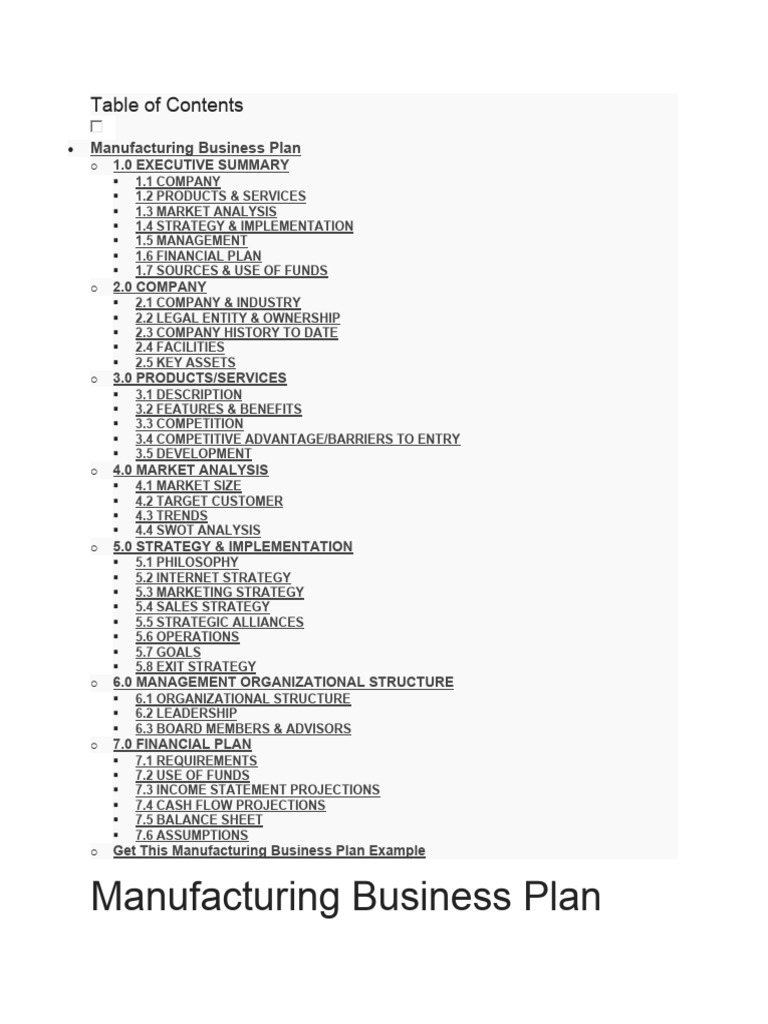 Manufacturing Business Plan | PDF | Expense | Venture Capital