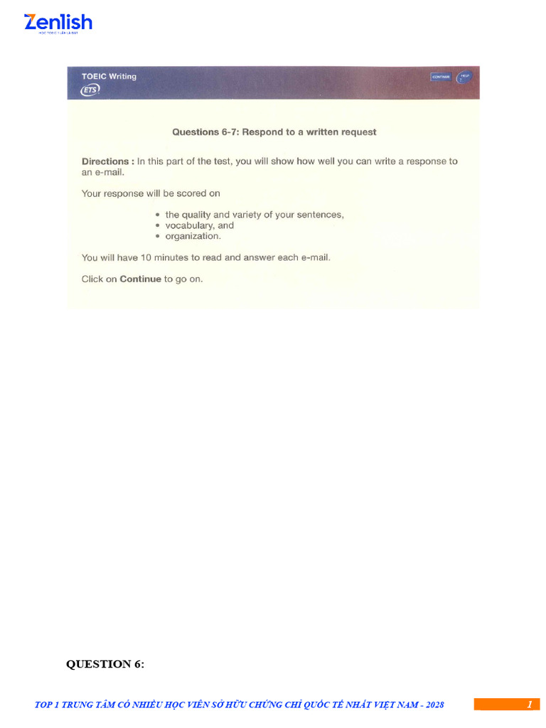 WRITING - MINI-TEST Toeic | PDF