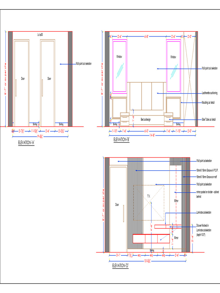 wall elevations | PDF | Woodworking | Wood