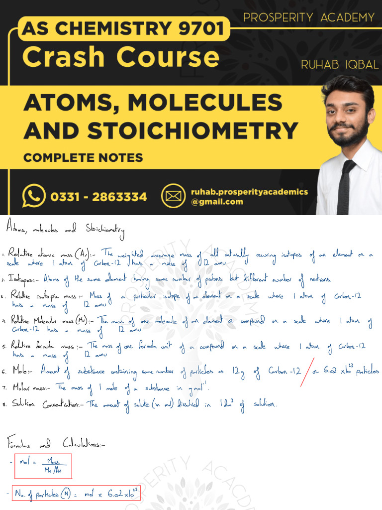 Atoms, Molecules and Stoichiometry | PDF