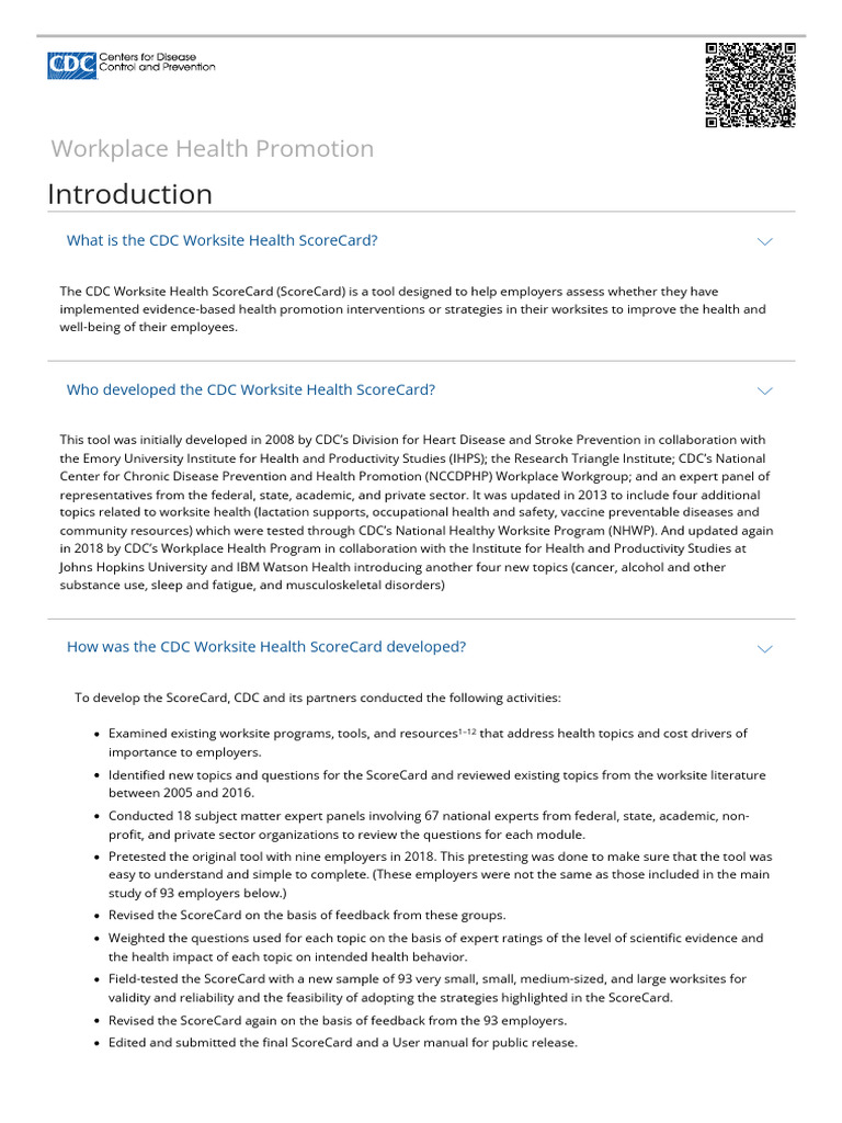 Introduction - Worksite Health ScoreCard - Workplace Health Promotion ...
