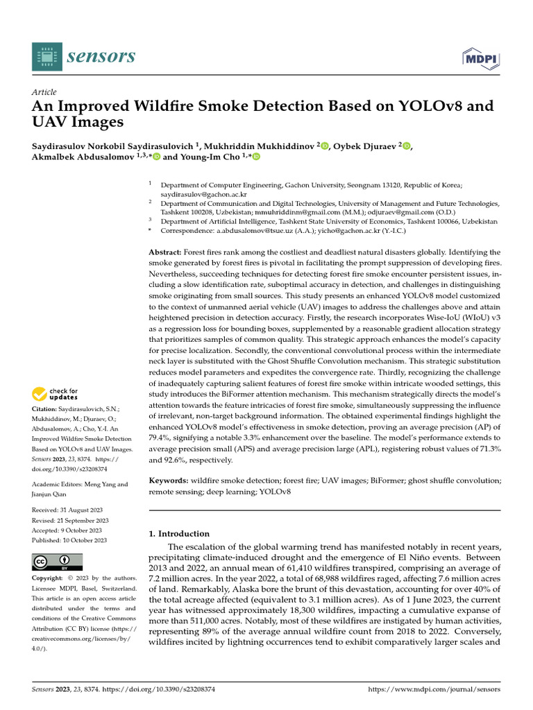 Smoke Detection Based on YOLOv8 | Download Free PDF | Wildfire | Deep ...
