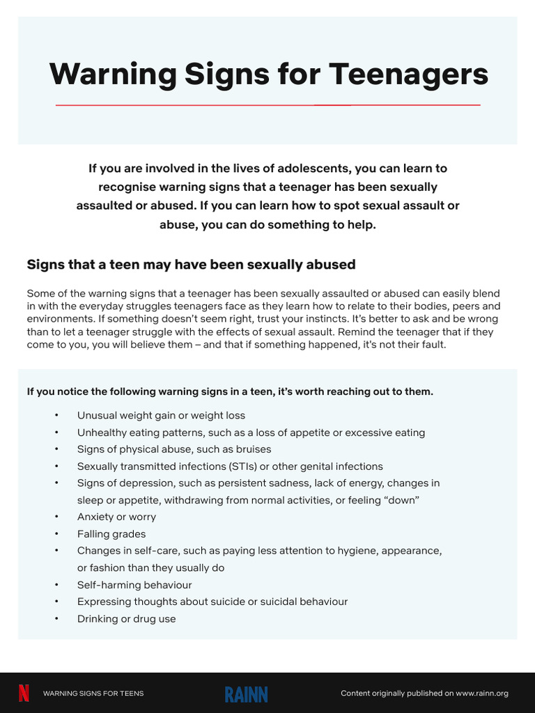 Gbsexualviolencewarningsignsforteens Pdf Adolescence Human 3332