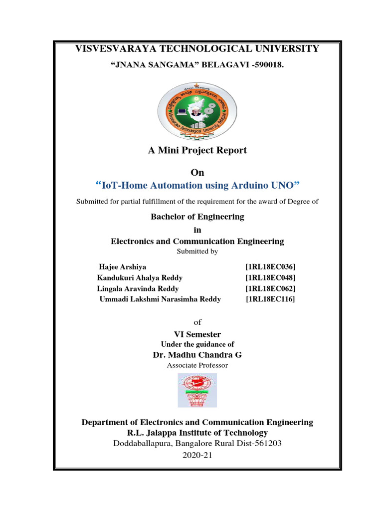 Mini Project Report | PDF | Internet Of Things | Home Automation