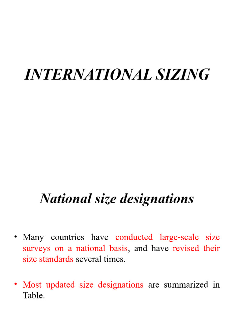 International Sizing | PDF | Clothing | International Organization For ...