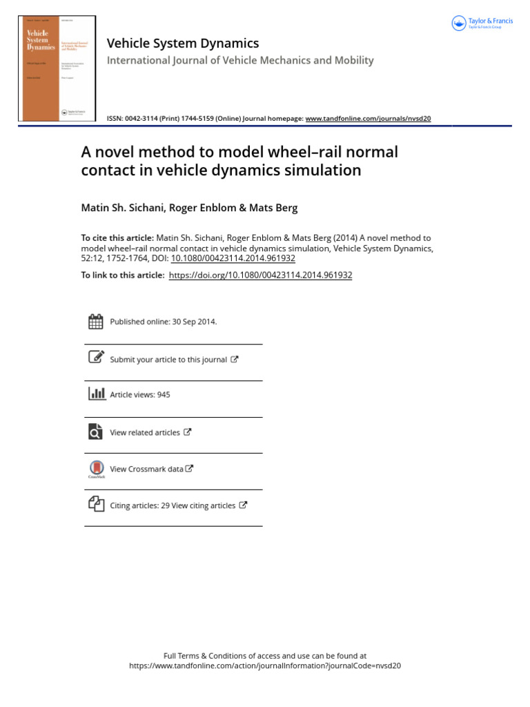 A Novel Method To Model Wheel-Rail Normal Contact in Vehicle Dynamics ...