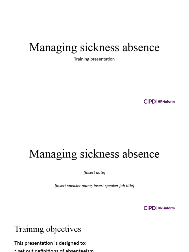Managing Sickness Absence | Download Free PDF | Employment | Business
