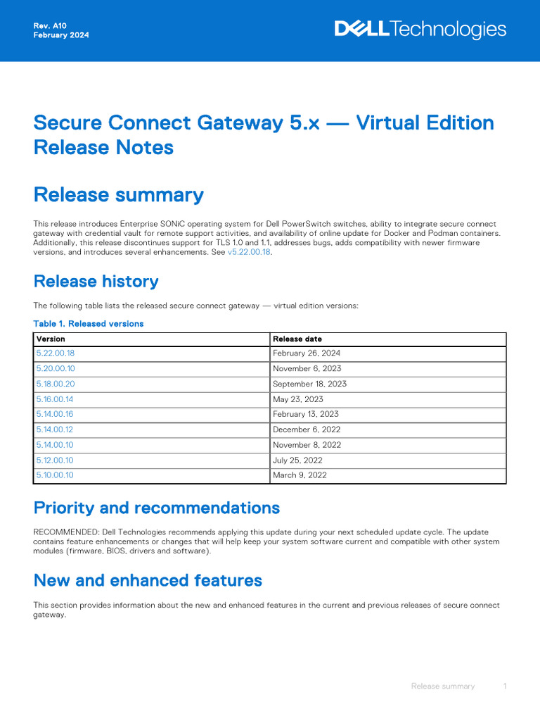 Dell Secure Connect Gateway 5.x Release Notes | PDF | Operating System ...